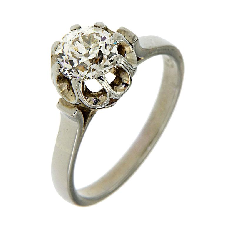 Italian Diamond Gold Engagement Ring at 1stDibs