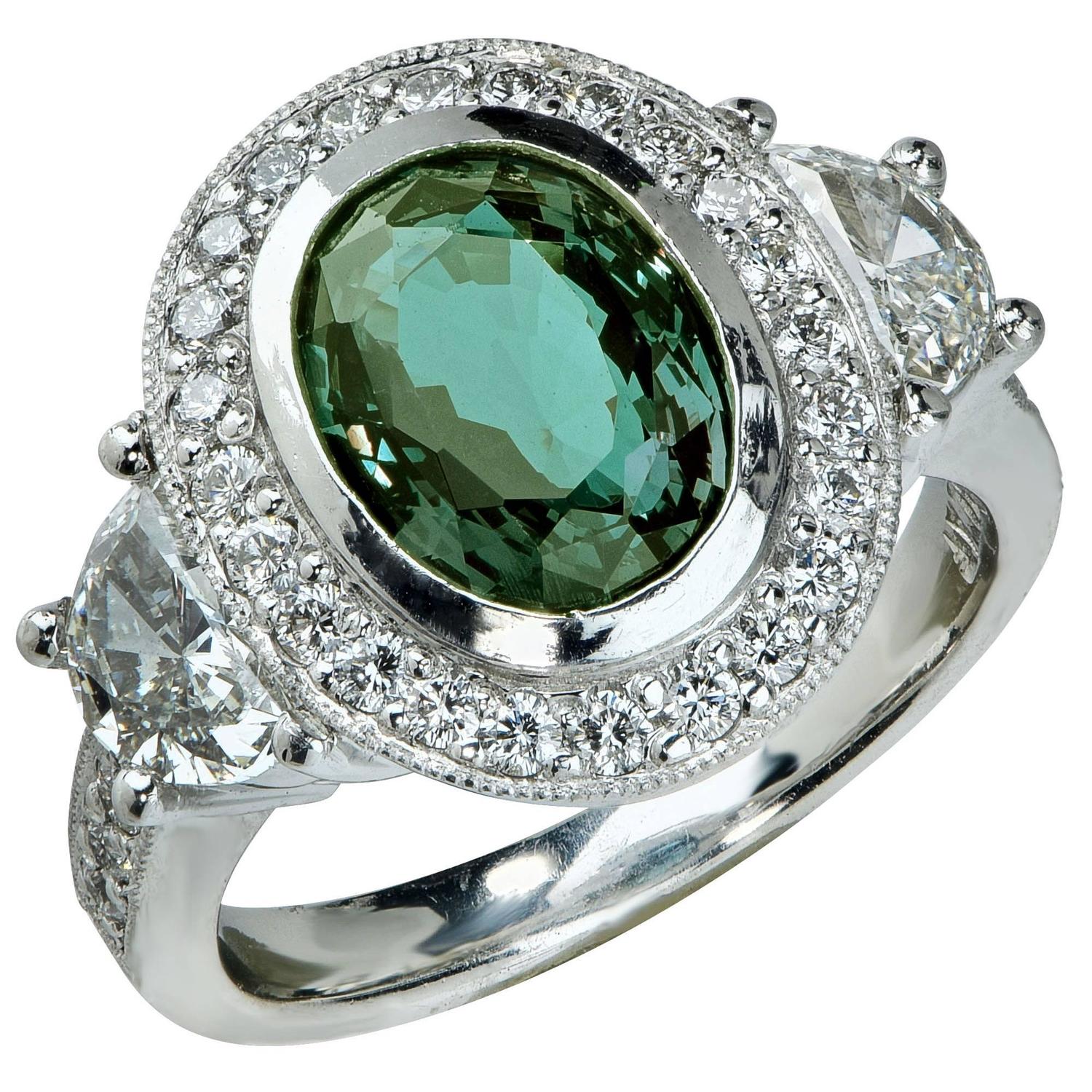 2.88 Carat Alexandrite Diamond platinum Ring at 1stdibs