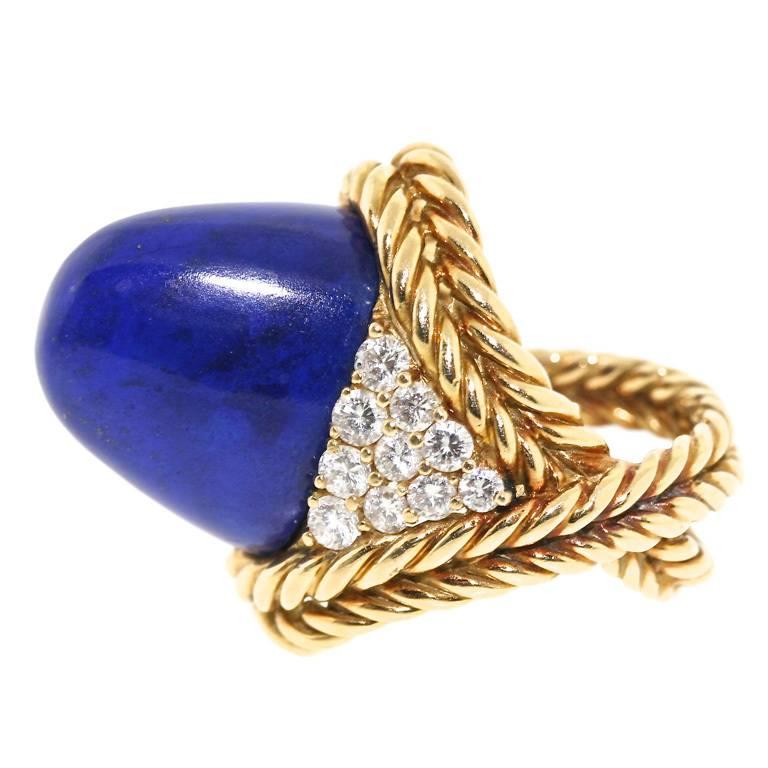 Boucheron Paris Lapis Diamond Gold Ring at 1stDibs