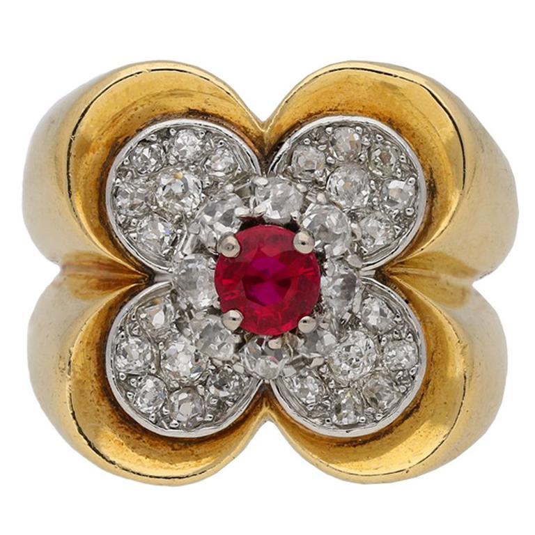 Van Cleef and Arpels Natural Unenhanced Ruby and Diamond Ring, circa ...