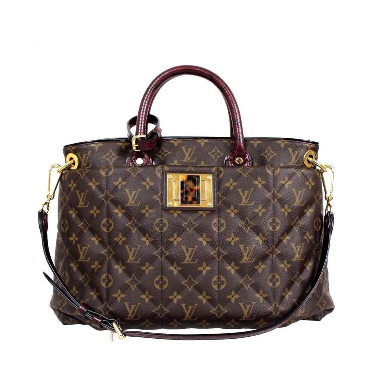 Louis Vuitton Monogram Canvas Burgundy Python Ostrich Exotic Tote MM ...