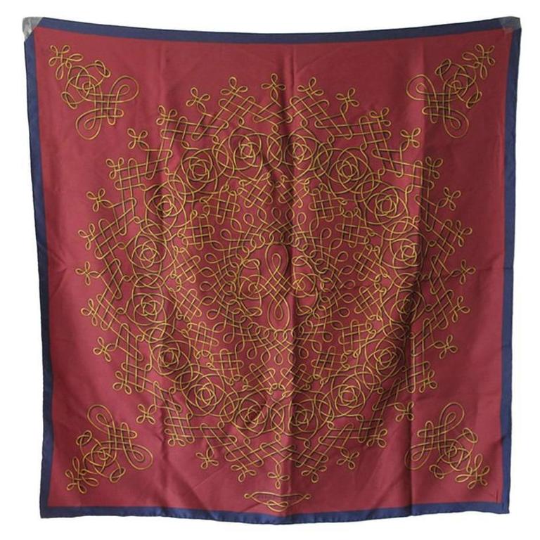 Hermes Vintage Maroon and Gold Silk Scarf For Sale at 1stDibs | maroon ...