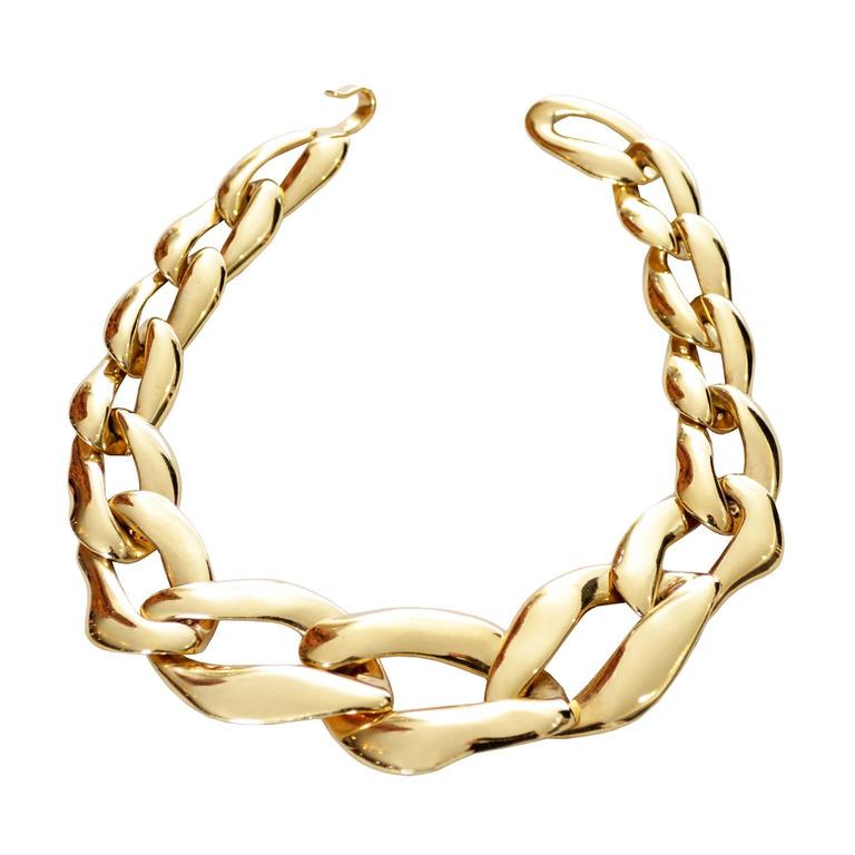 YSL Yves Saint Laurent Vintage Link Necklace Signed Numbered Gold ...