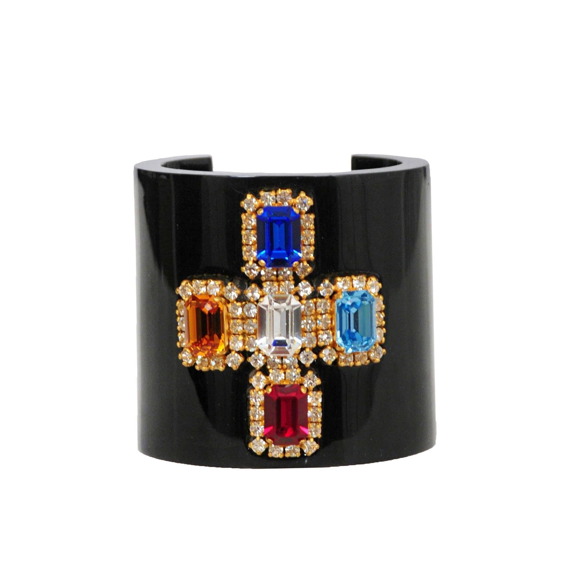 Chanel Jeweled Cross Cuff at 1stDibs