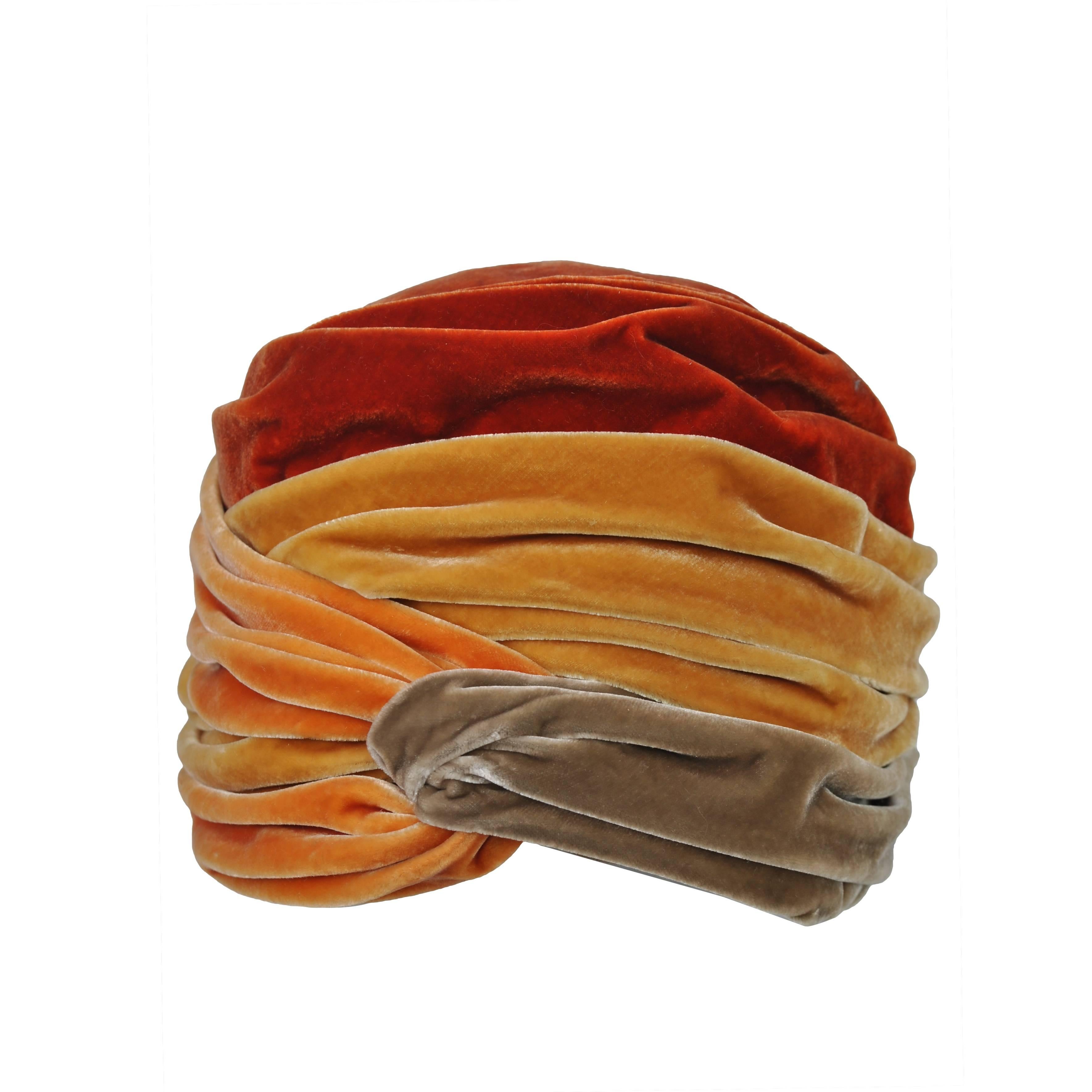 Orange Multi Velvet Turban at 1stDibs