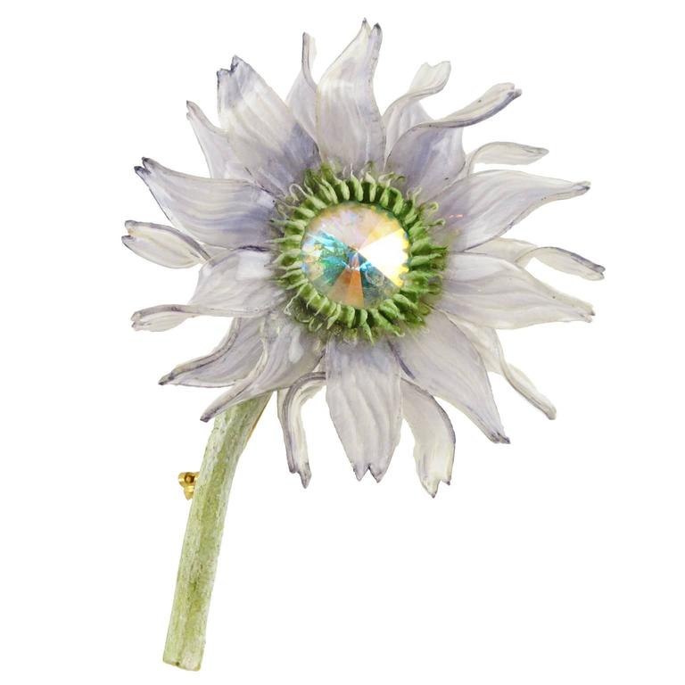Fabrice Paris 1980s Resin Flower Brooch Pin at 1stDibs