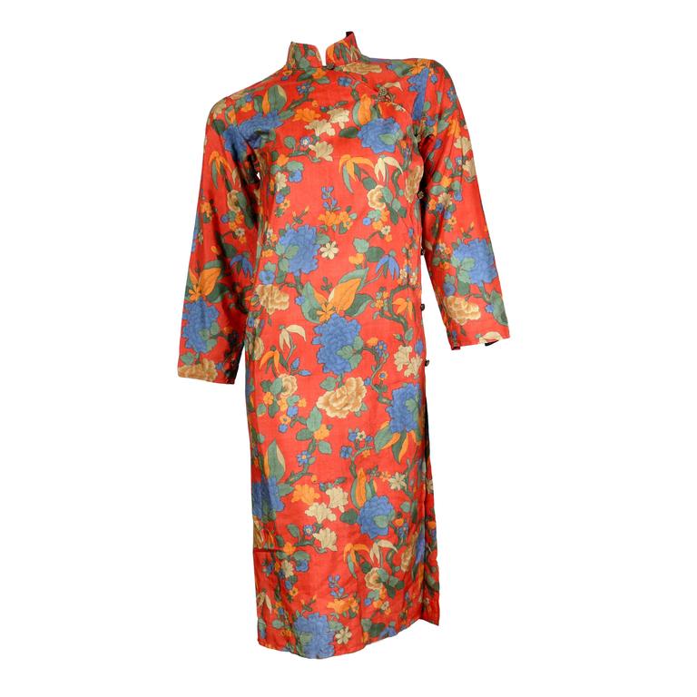 Yves Saint Laurent YSL 1978s Chinese Collection Floral Silk Tunic Dress ...