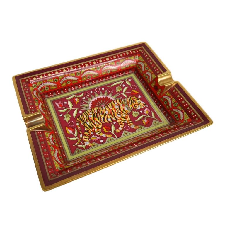 Hermes Red and Gold Tiger Ashtray at 1stDibs | hermes ashtray tiger