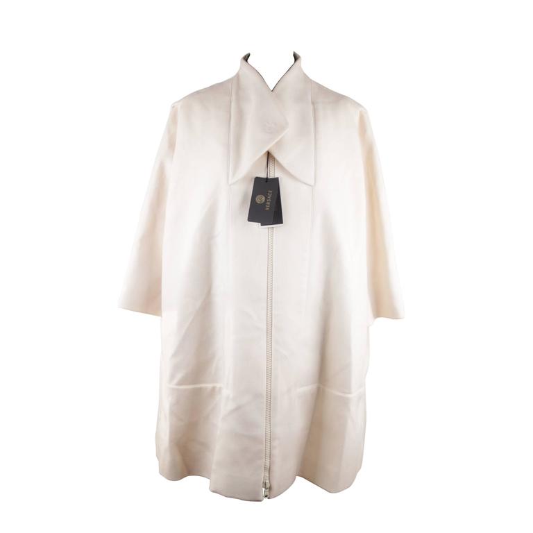 VERSACE Italian Ivory Wool and Silk OVERSIZED COAT 2007 Fall Collection ...