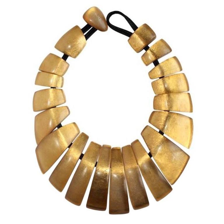 Monies Gold Leaf Statement Necklace at 1stDibs | monies necklace
