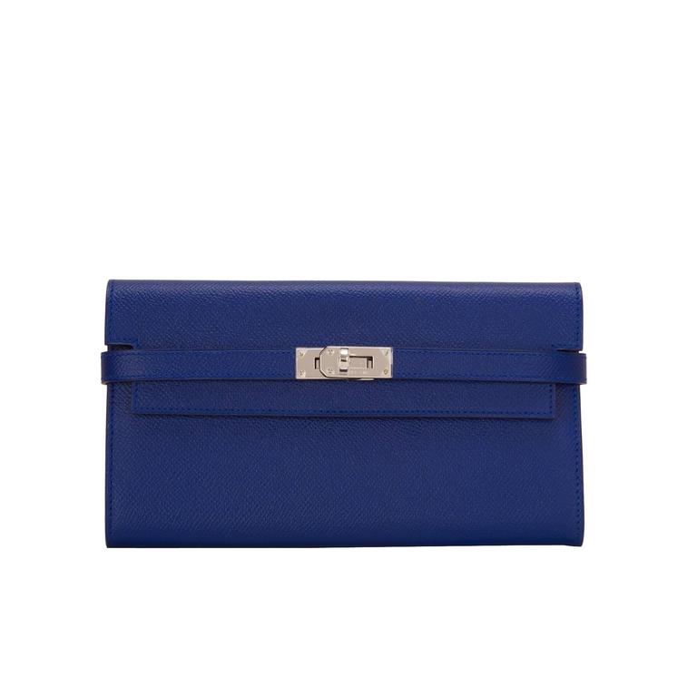 Hermes Blue Electric Epsom Kelly Long Wallet NEW For Sale at 1stDibs ...