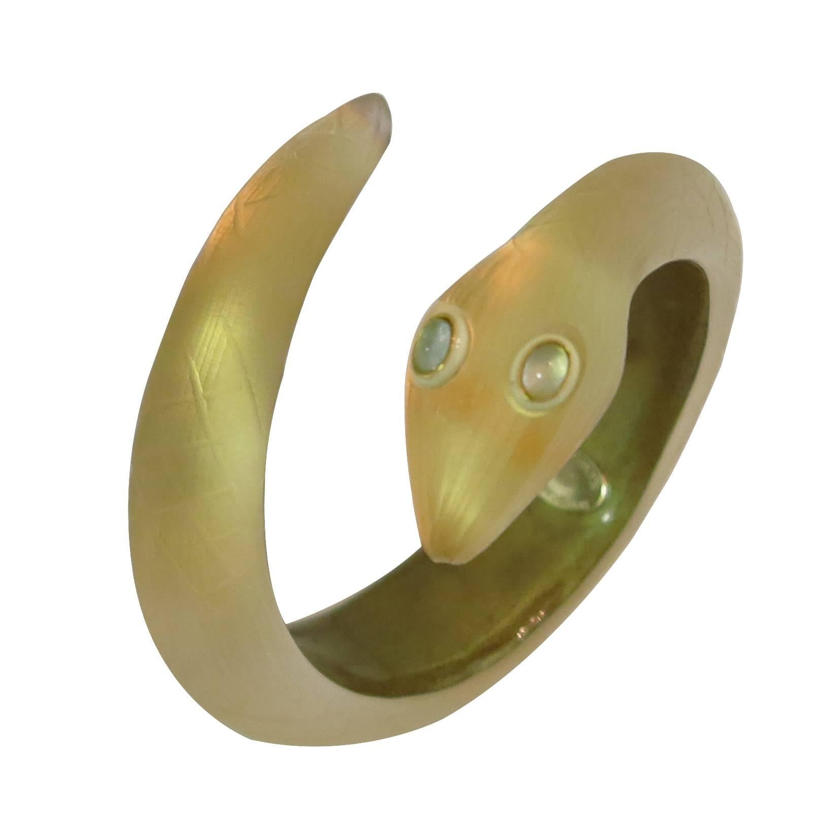 Alexis Bittar hand carved gold Lucite snake bracelet at 1stDibs