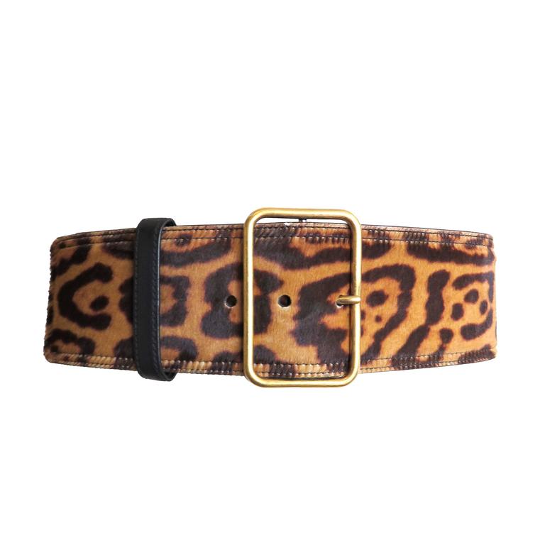 YVES SAINT LAURENT by Tom Ford Leopard printed calf-skin leather belt ...