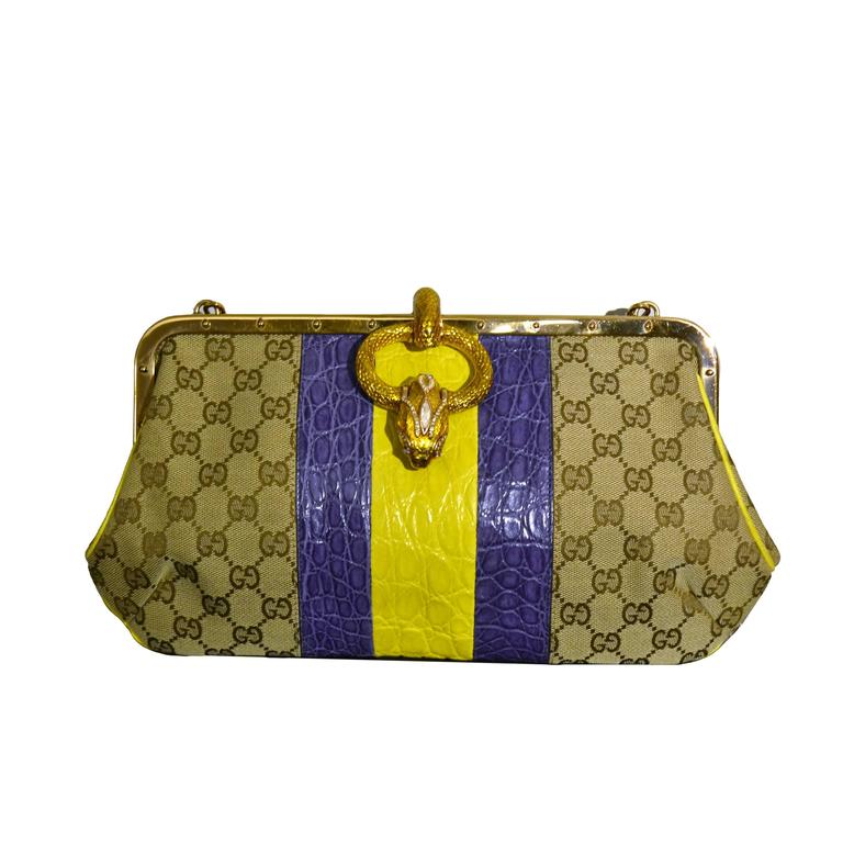 2000s Gucci python skin monogram dragon bag at 1stDibs