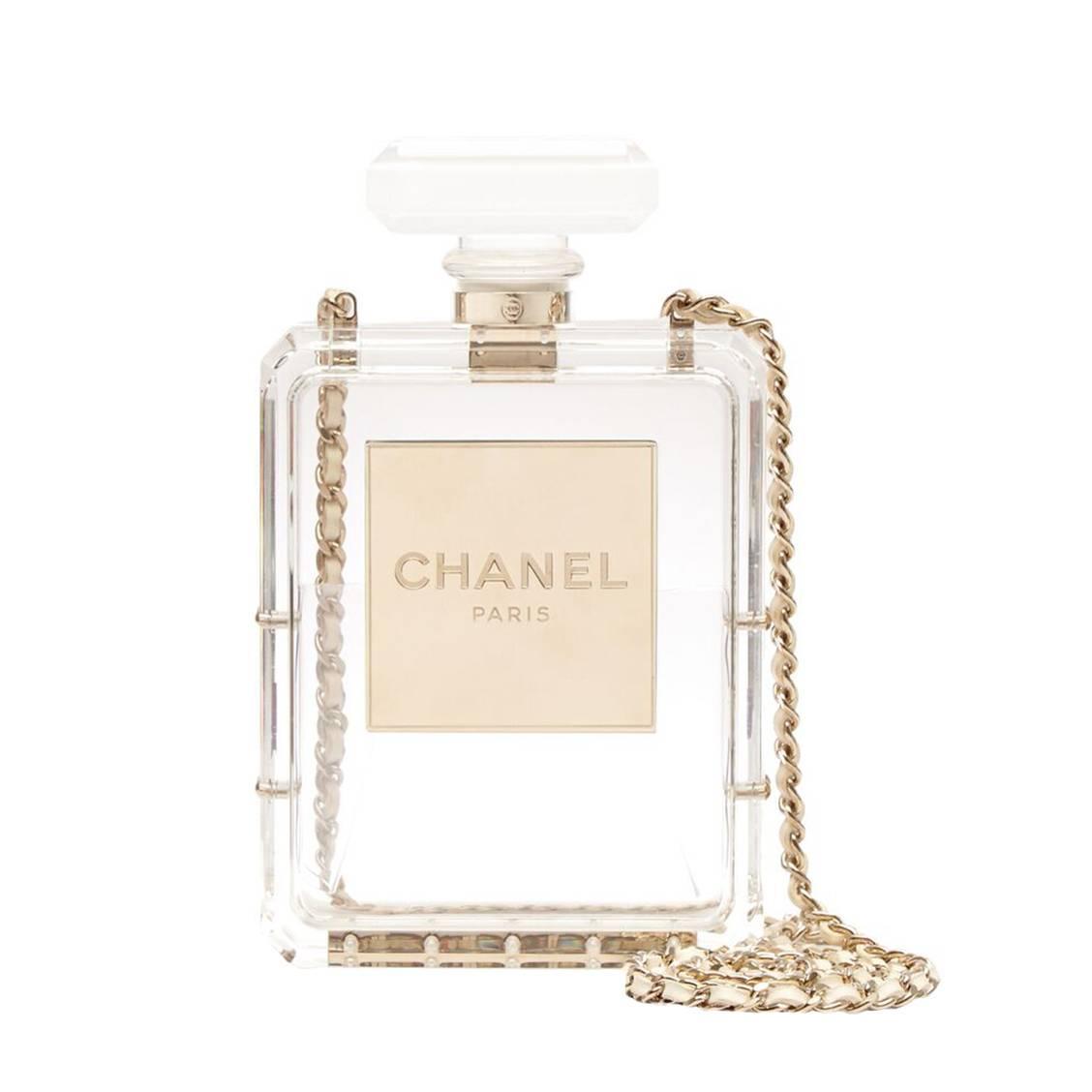 Chanel Transparent Perfume Bottle Box Bag For Sale at 1stdibs