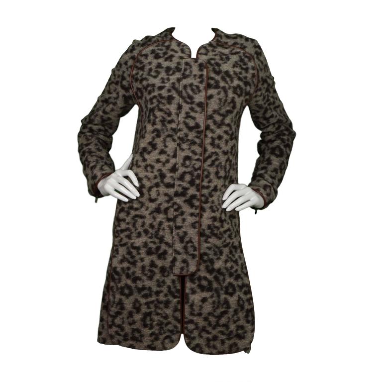 Thakoon Grey Leopard Print Coat sz 4 For Sale at 1stDibs