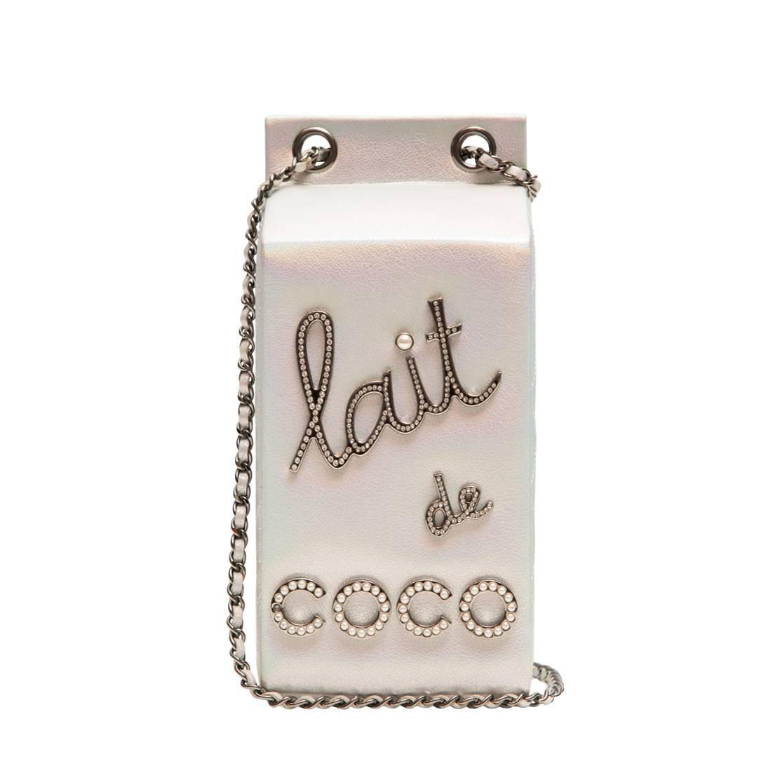 Chanel Silver Milk Carton Bag For Sale at 1stdibs