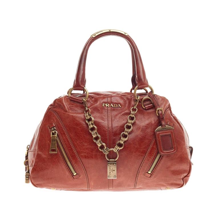 Prada Chain Link Bowler Vitello Shine Large at 1stDibs