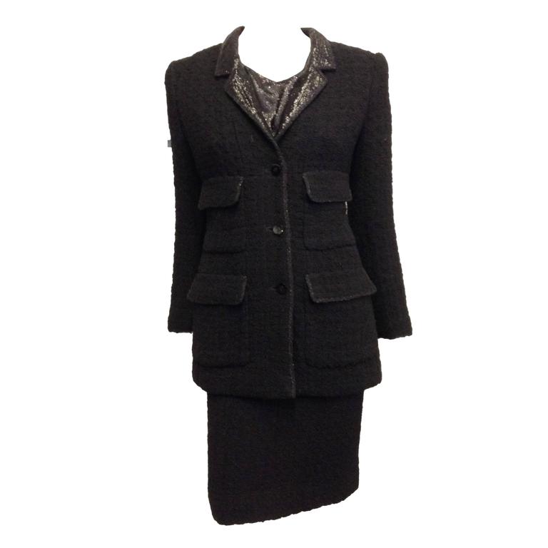 Chanel Black Tweed Suit with Lurex Shell For Sale at 1stDibs | black ...