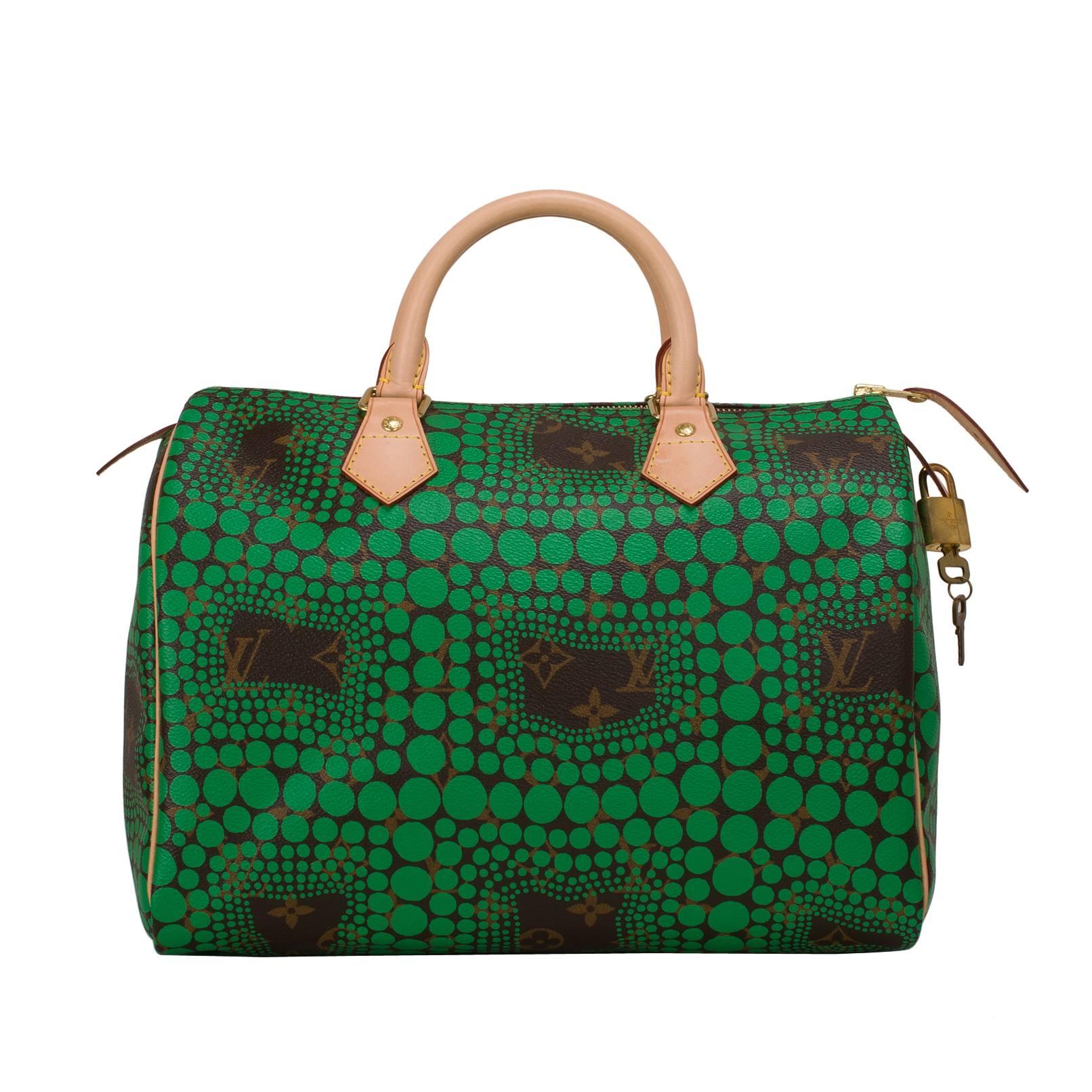Louis Vuitton Monogram Green Kusama Town Speedy 30 at 1stDibs