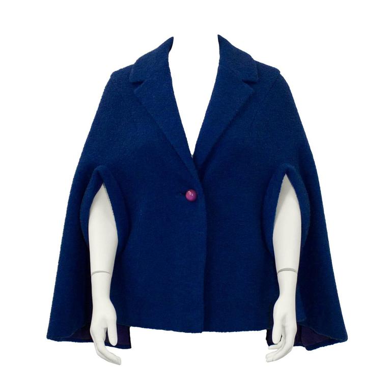 1950's Blue Wool Cape For Sale at 1stdibs