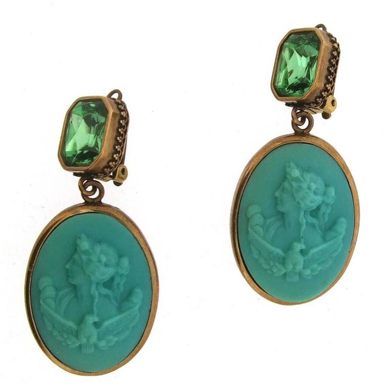 Extasia Cameo Turquoise Earrings at 1stDibs