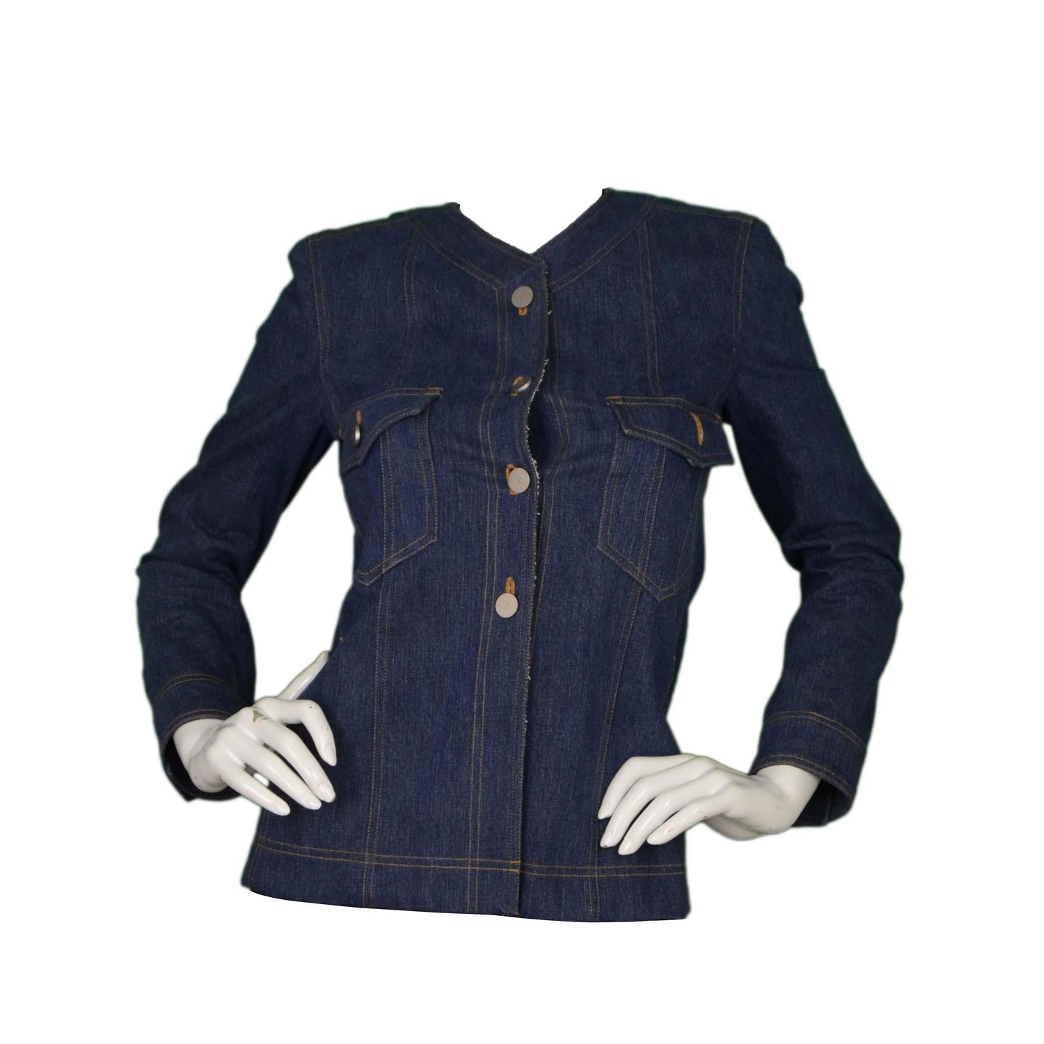 Chanel Vintage '99 Blue Denim Jacket sz 36 at 1stdibs