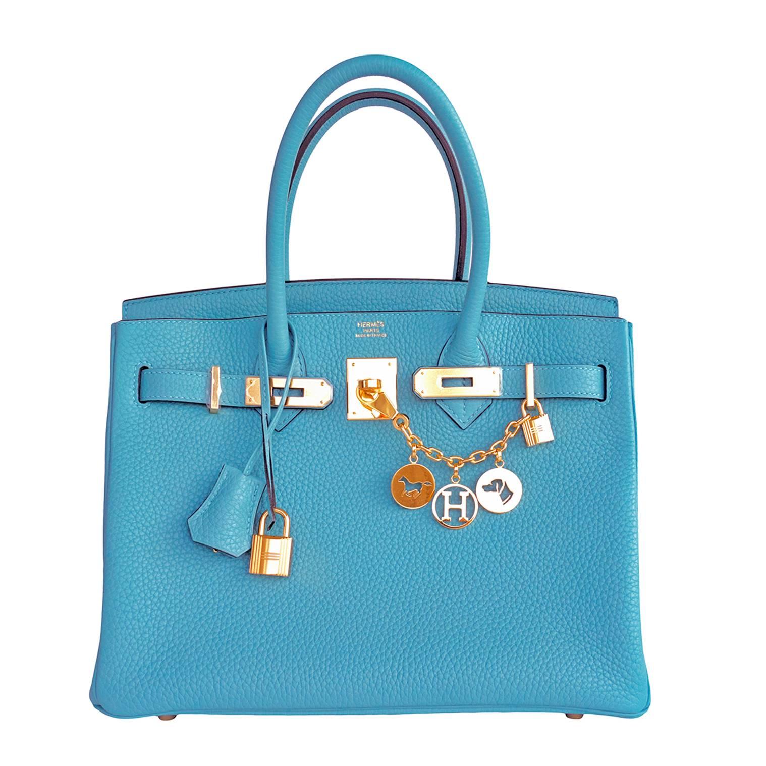 Hermes Blue Saint Cyr Birkin 30cm Bag Gold Hardware Robin Egg Blue For ...
