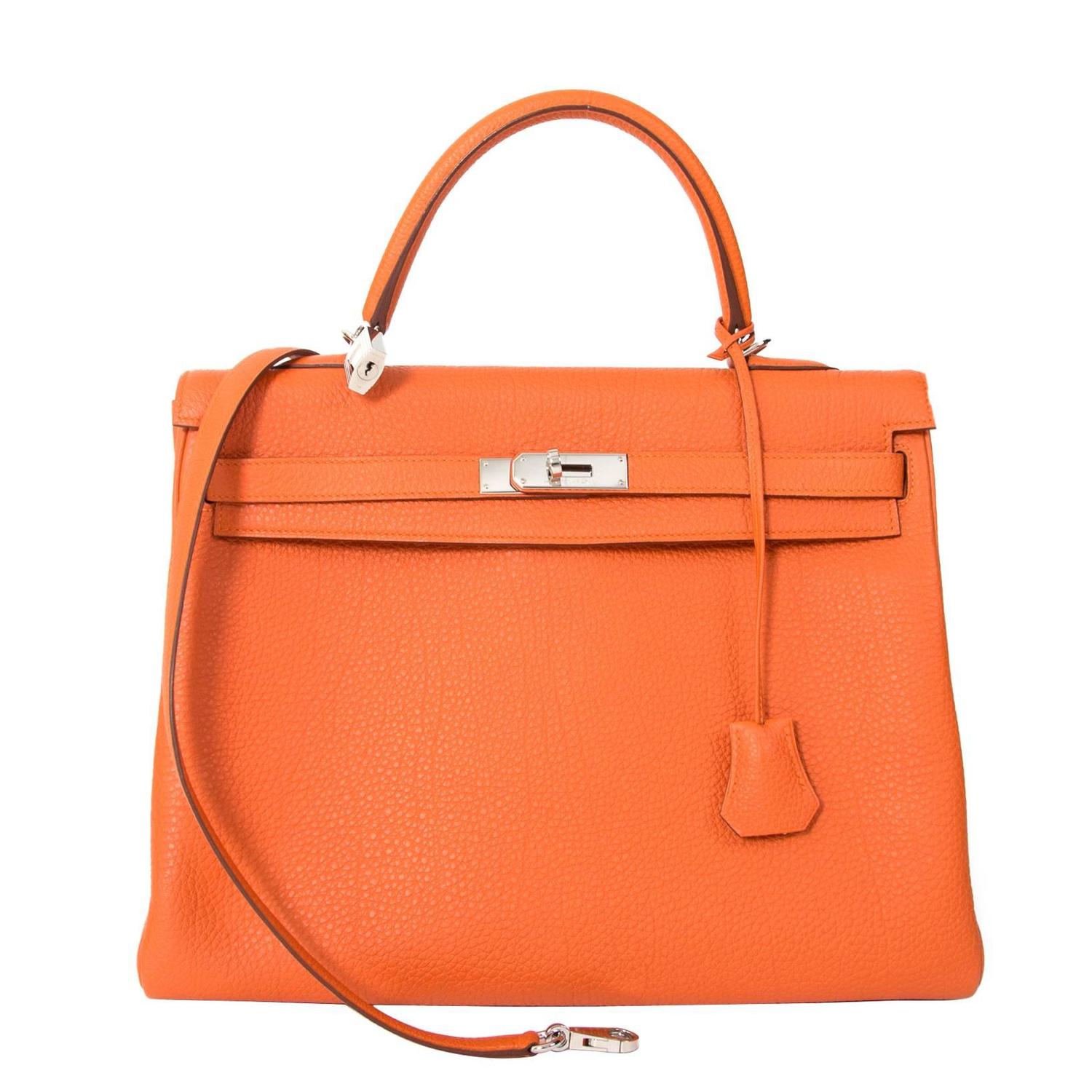 Hermes Orange Kelly 35 Retourne Veau Togo For Sale at 1stdibs