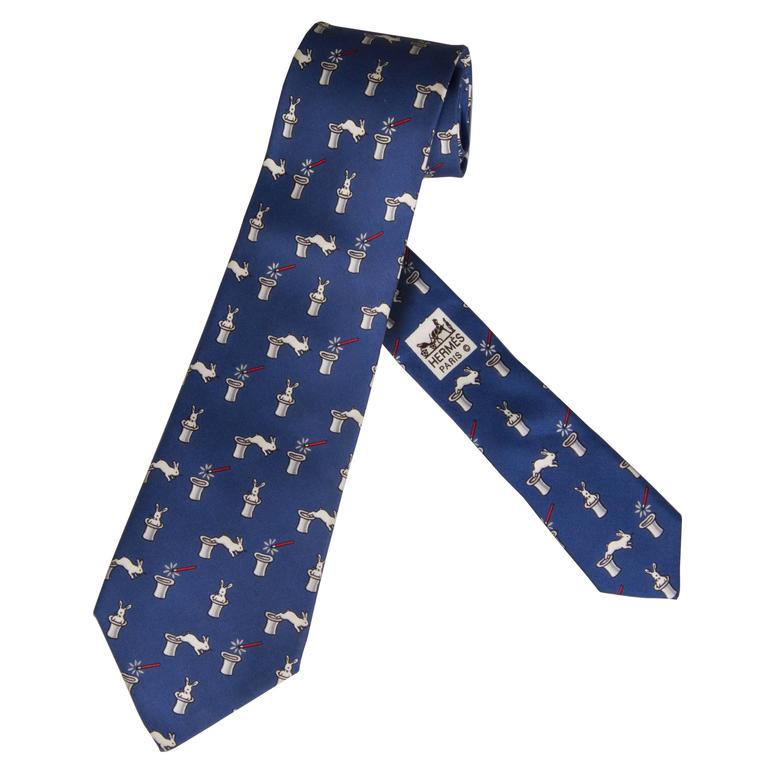 Vintage Hermes Silk Tie "Abracadabra Rabbits!" at 1stDibs