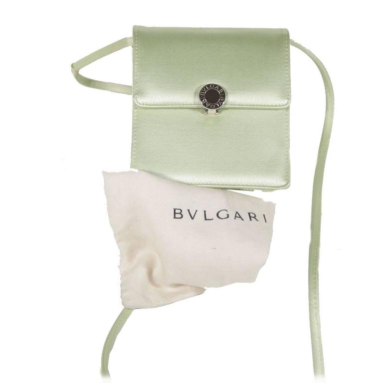 BULGARI BVLGARI Italian Light Green Satin MINI SHOULDER BAG Evening Bag ...
