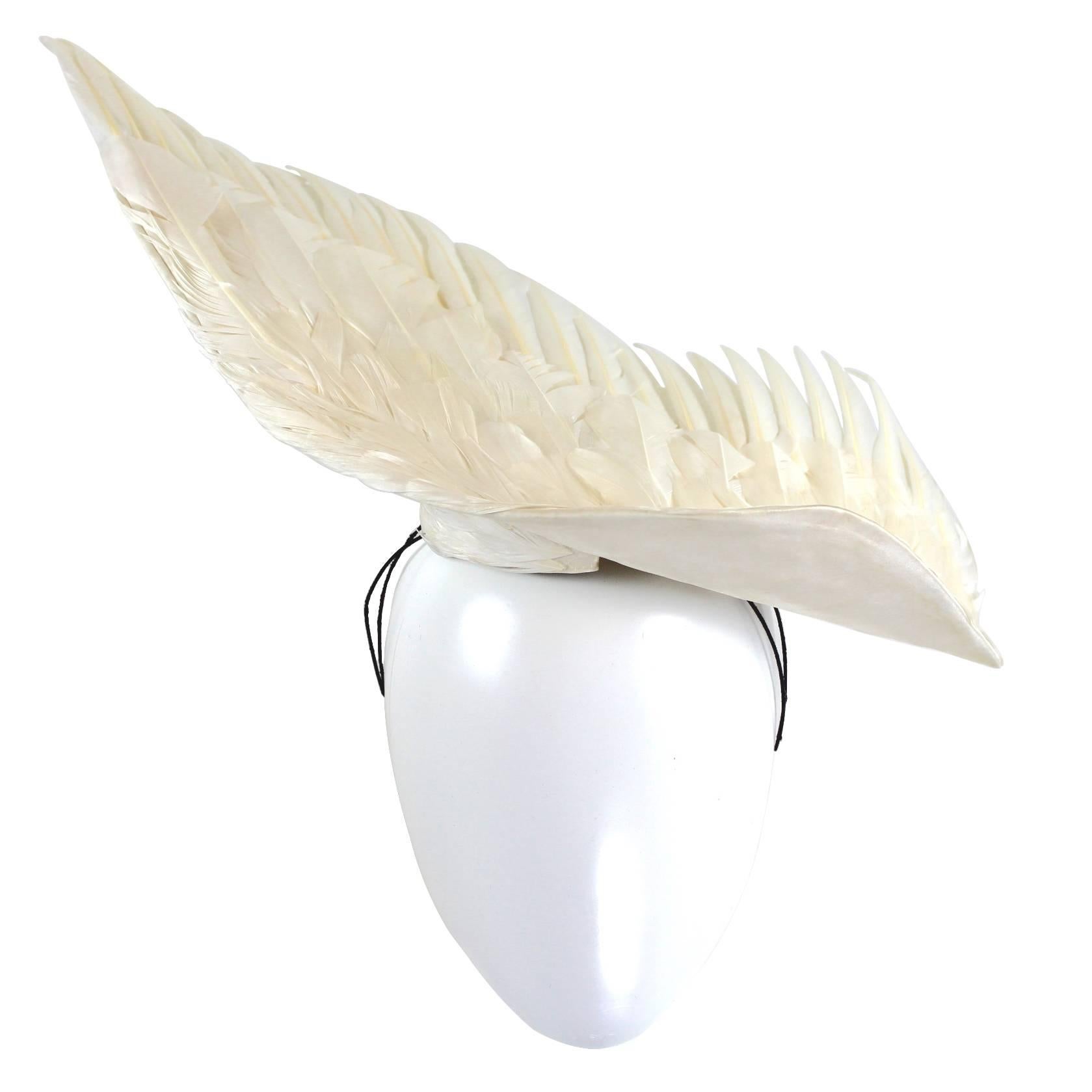 Stephen Jones Runway White Feather Hat at 1stDibs