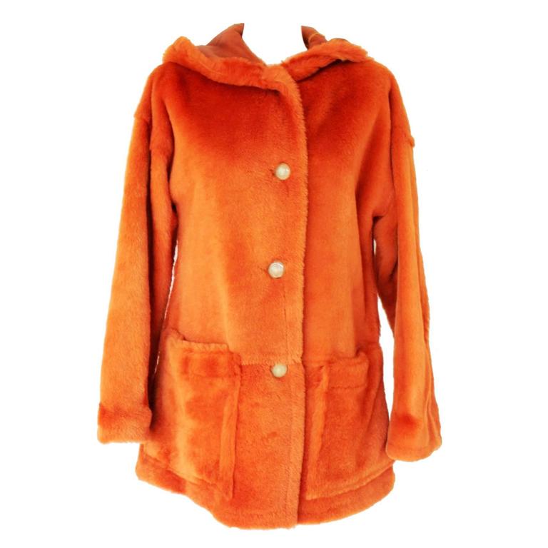 Gucci by Tom Ford FW 1995 Orange Leather Fur Coat Jacket at 1stDibs