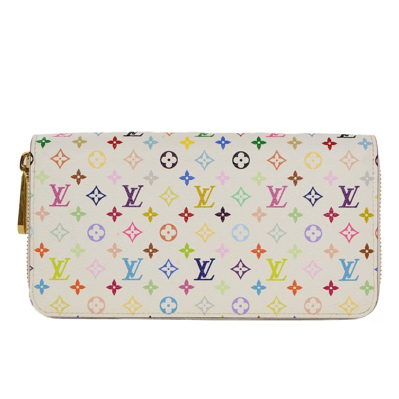 Louis Vuitton White and Multi-Color Monogram Zippy Wallet GHW For Sale ...