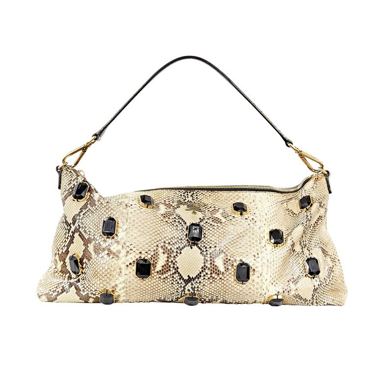 Prada Jewel Embellished Snakeskin Hobo Bag at 1stDibs