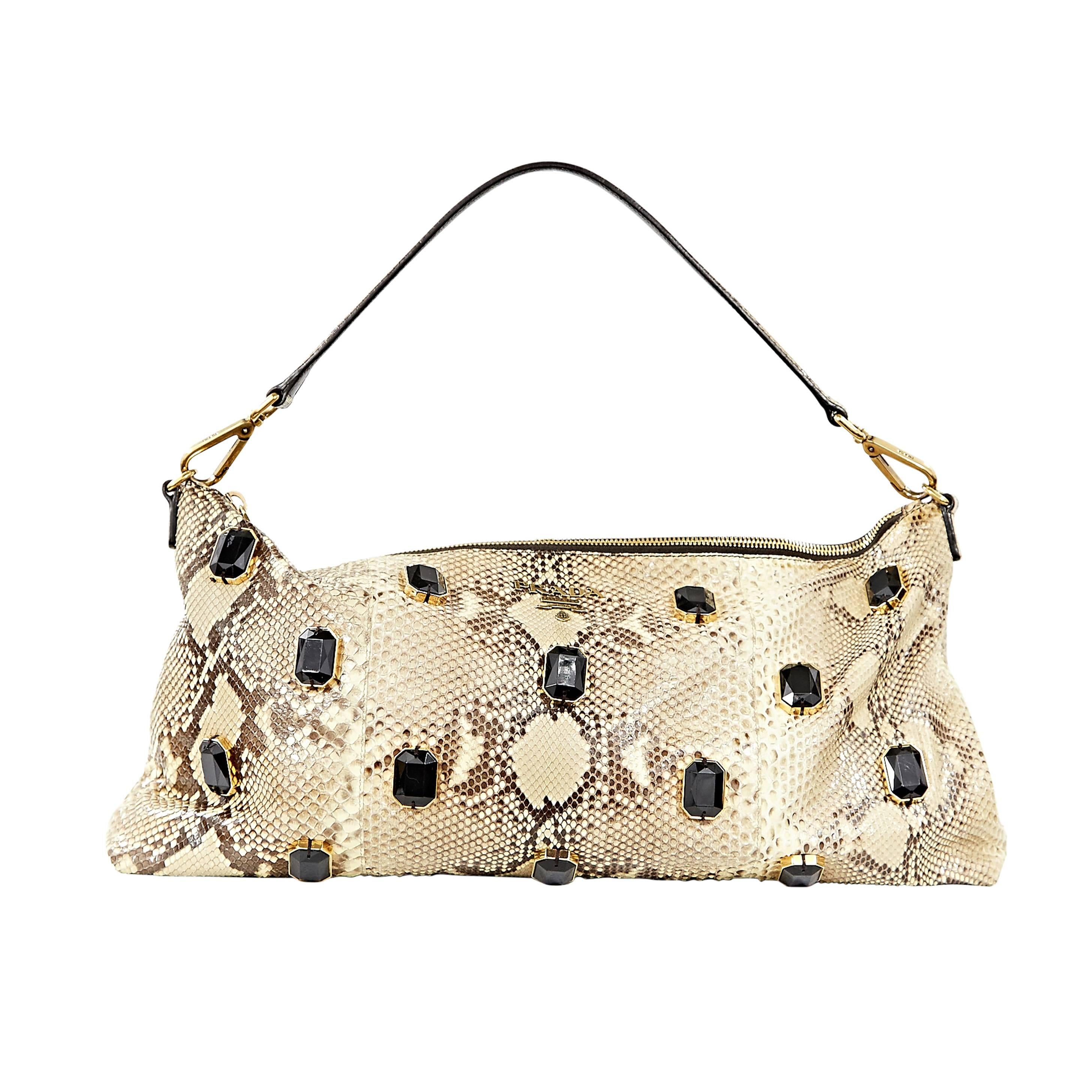 Prada Jewel Embellished Snakeskin Hobo Bag at 1stDibs