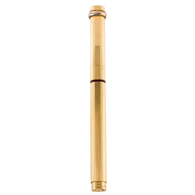 Cartier Gold Must De Carter Trinity Ring Cap Men's Ballpoint Pen in Box ...