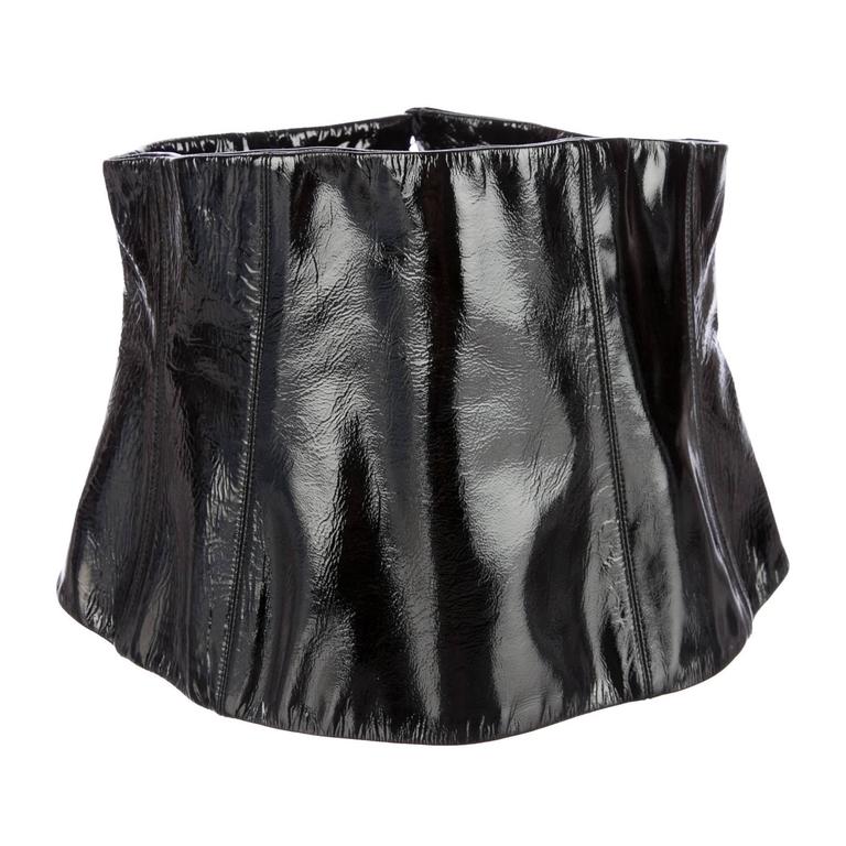 Chanel Black Patent Leather Corset Waist Belt at 1stDibs