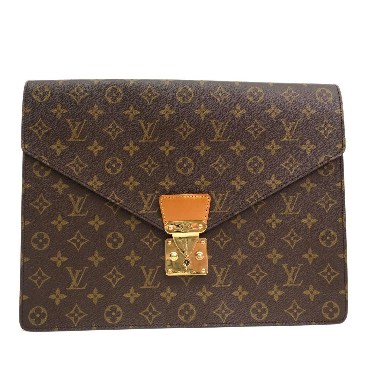 Louis Vuitton Monogram Canvas Briefcase Laptop Case Document Case Tech ...