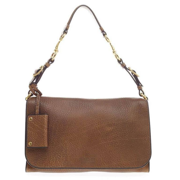 Gucci Harness Shoulder Bag Distressed Pebbled Leather Small at 1stDibs