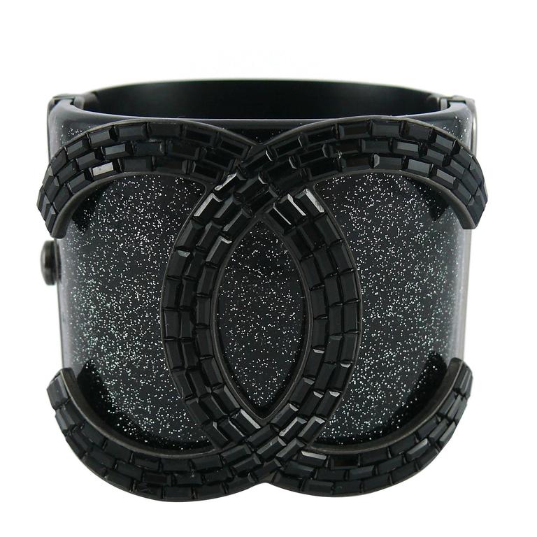 Chanel Rare Massive CC Logo Jet Crystal Cuff Bracelet Spring/Summer ...