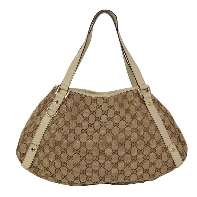 Gucci Tan Monogram Canvas Guccissima Tote Bag w. Cream Leather Trim For ...