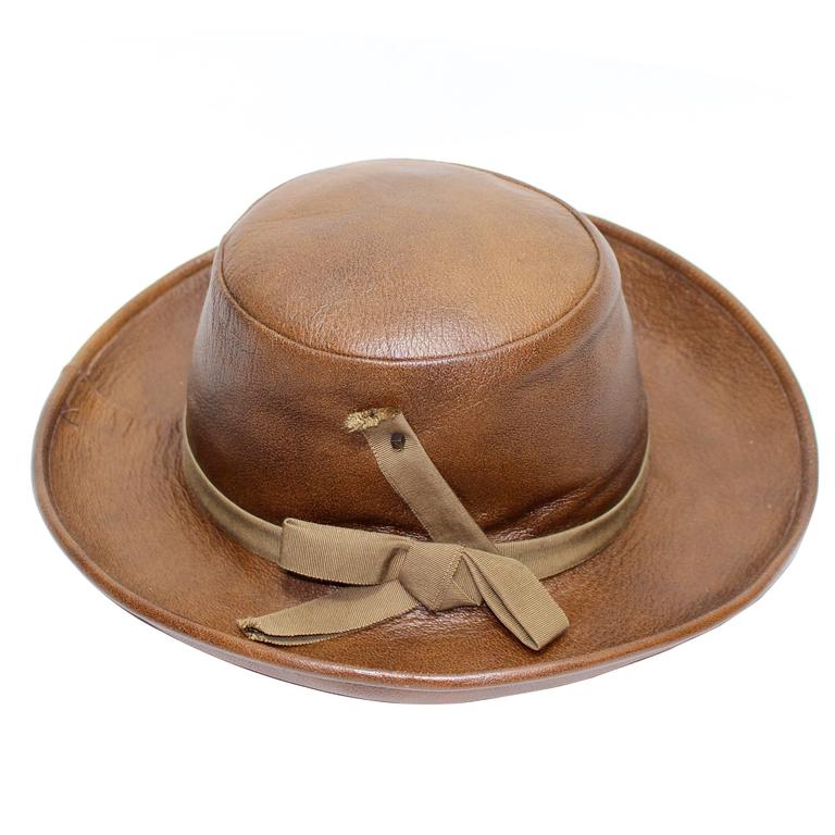 Yves Saint Laurent 1970s Brown Leather Hat Vintage YSL at 1stDibs
