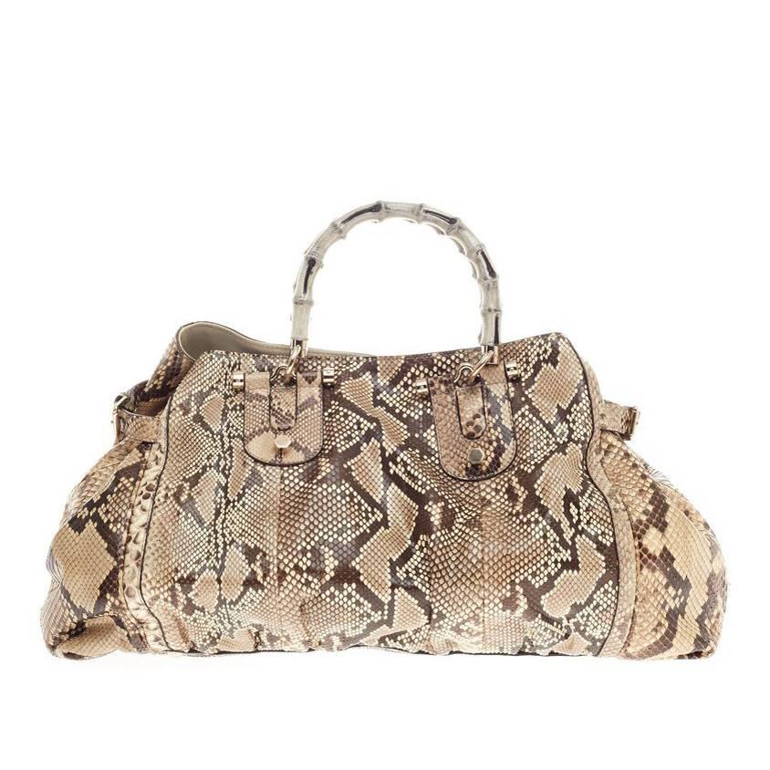 Gucci Pop Bamboo Tote Python Large at 1stDibs