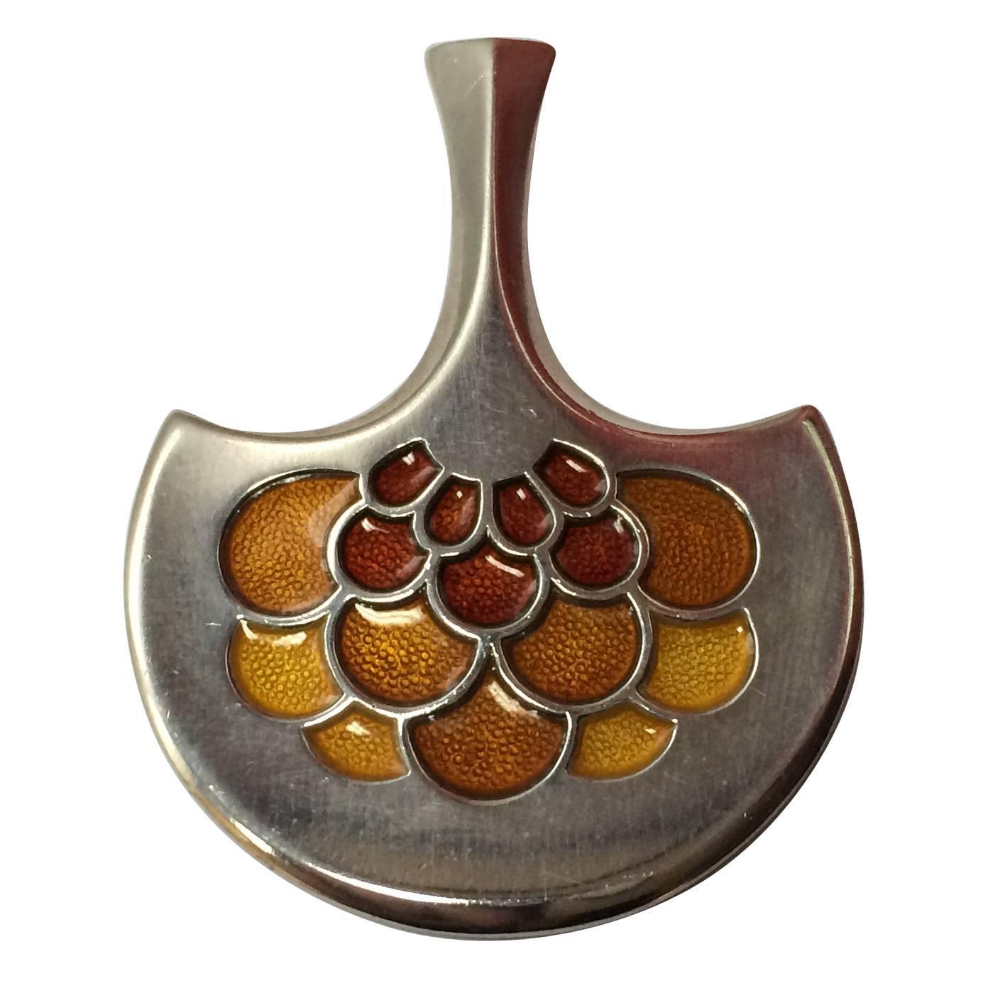 Mid Century Modern David Andersen Norway Sterling Silver Enamel Pendant ...