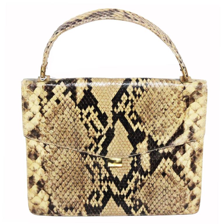 Gorgeous and Unique Python handbag of the 60s at 1stDibs