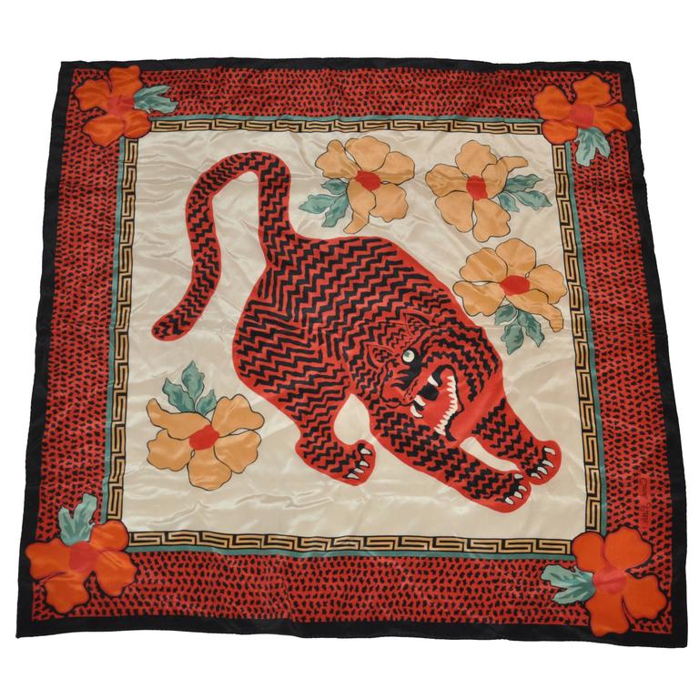 Carole Little Multi-Color Silk "Tiger" Scarf For Sale at 1stDibs | silk ...
