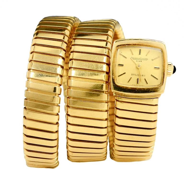 Bulgari Jaeger LeCoultre Yellow Gold Tubogas Square Snake Bracelet ...