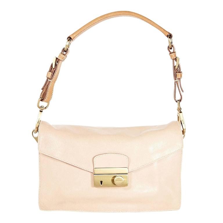Beige Prada Leather Shoulder Bag at 1stDibs