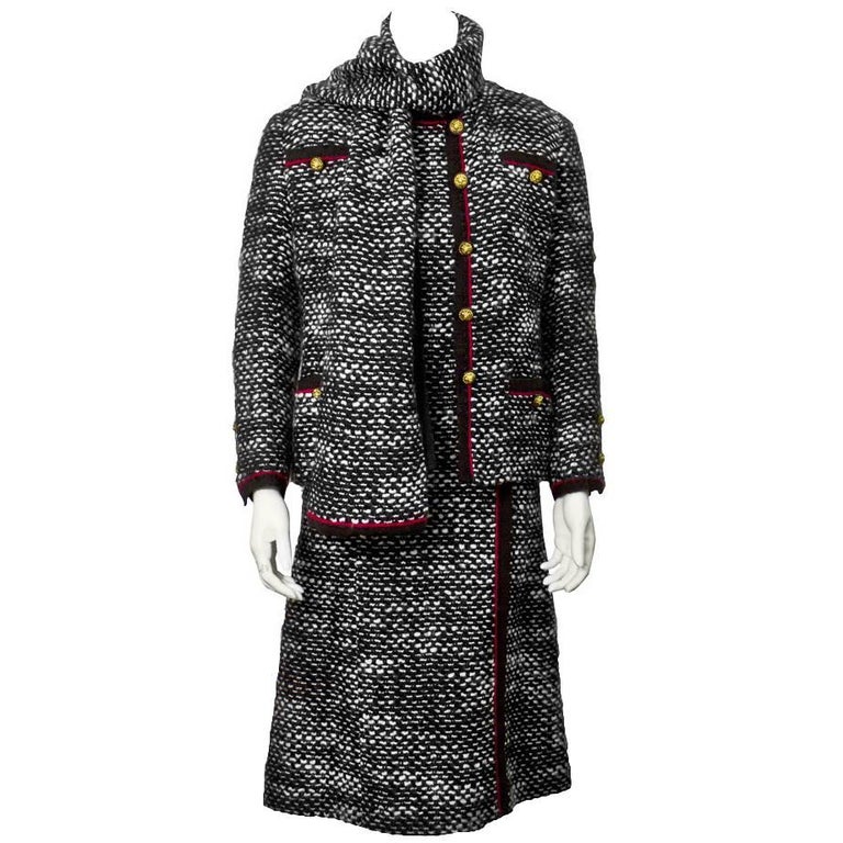 1970's Chanel Haute Couture Boucle Dress and Jacket Set at 1stDibs ...